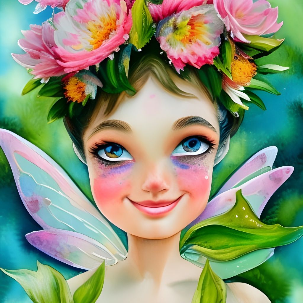 Happy floral fairy! - AI Generated Artwork - NightCafe Creator