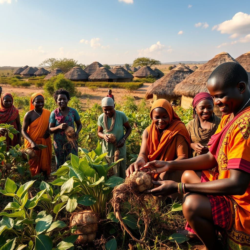 Harmonious Community Harvests Devil's Claw in Afri... - AI Art