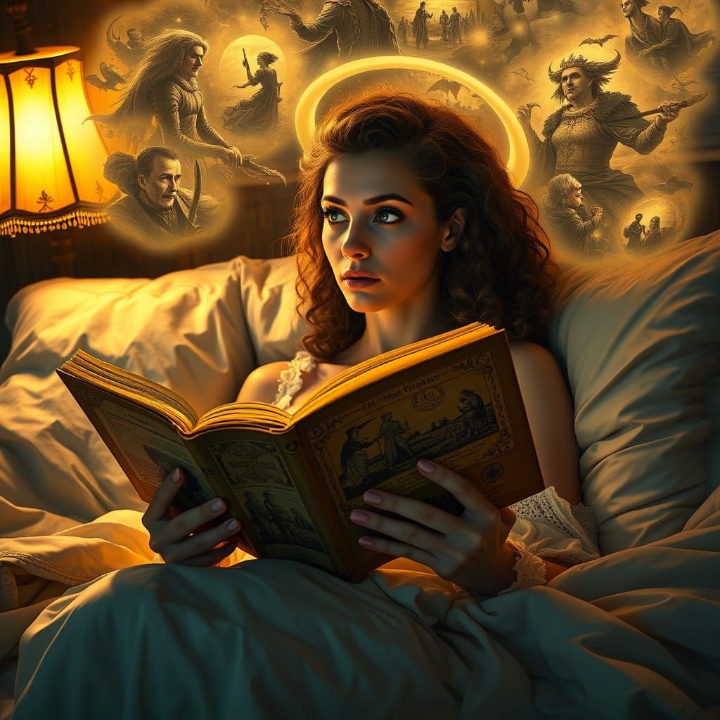 Fancy reading - Ethereal Woman Reads Ancient Tome