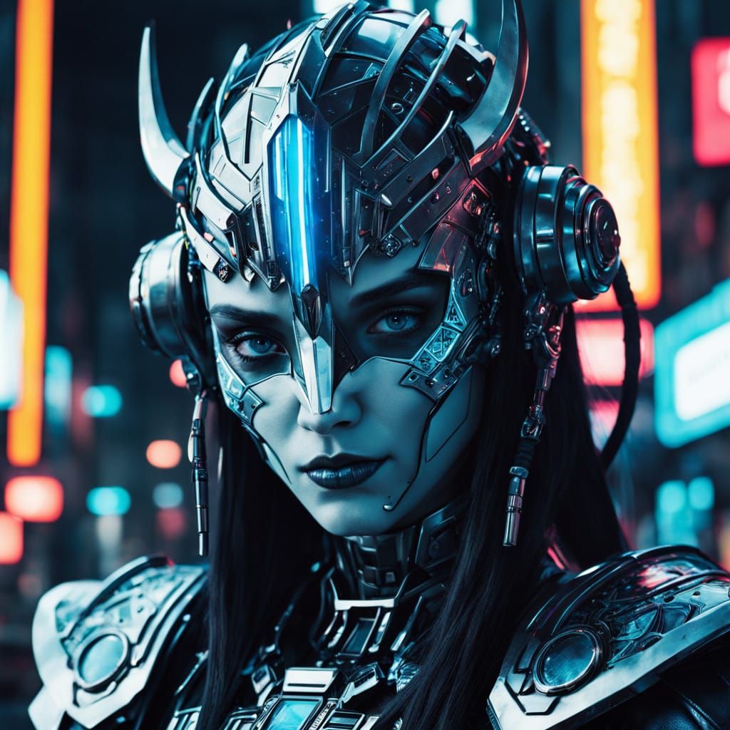 Stunning Female Vampire Robot Cyborg in Retro Futu... - AI Art