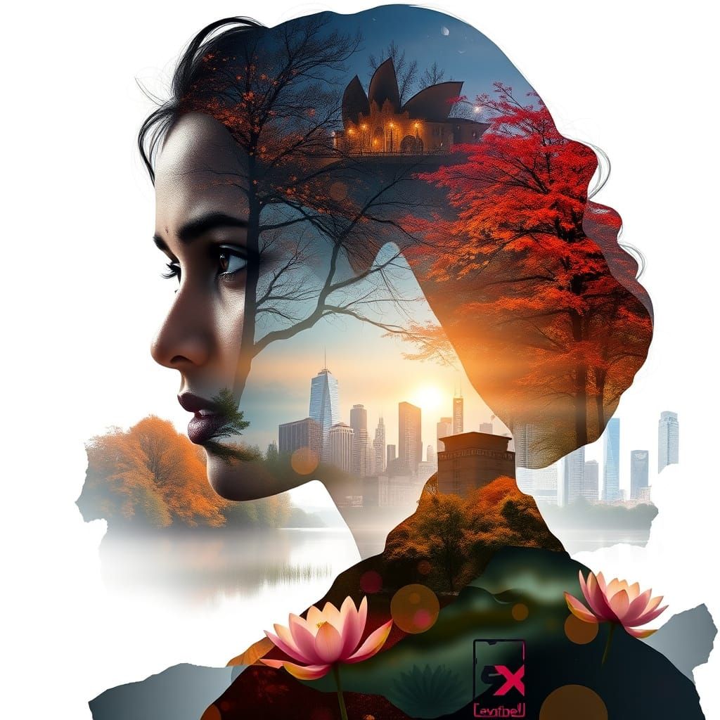 Ethereal Indian Goddess Amidst Autumnal Cityscape ... - AI Art