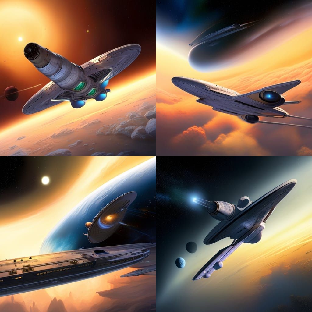 digital emulation of mcquarrie painting of starship enterprise in deep ...