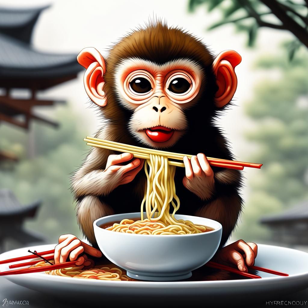 Japanese Macaque Monkey eating an incredibly flavorful homemade veggie ...