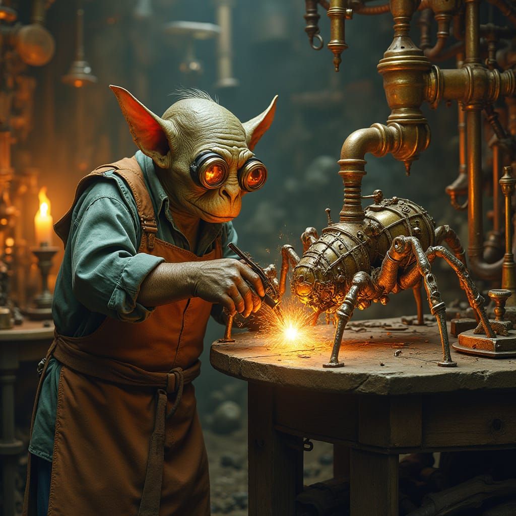Goblin Engineer - Goblin Steampunk Inventor at Work