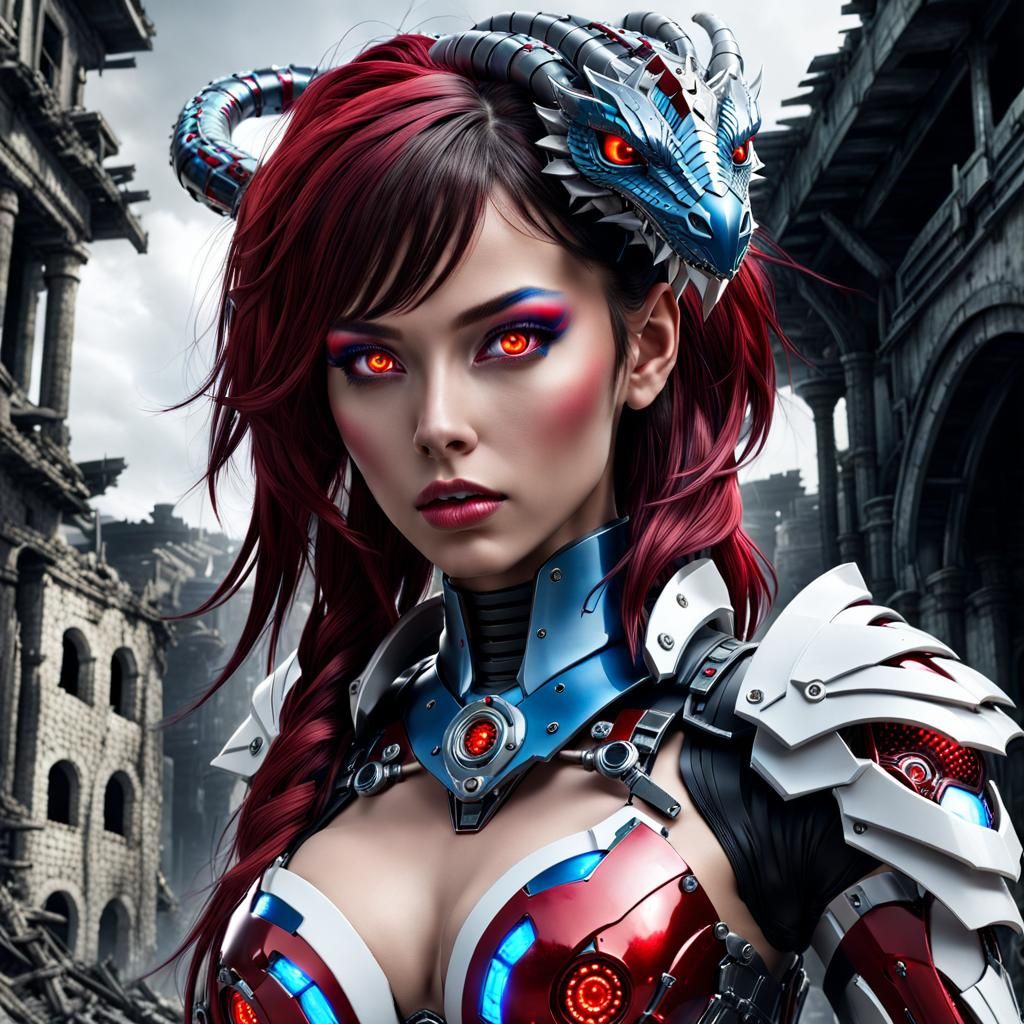 Female Humanoid Dragon Cyborg - AI Generated Artwork - NightCafe Creator
