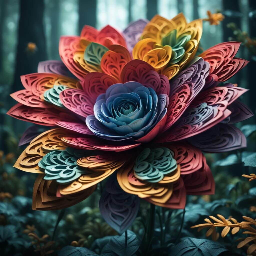 Papercraft Flower - AI Generated Artwork - NightCafe Creator