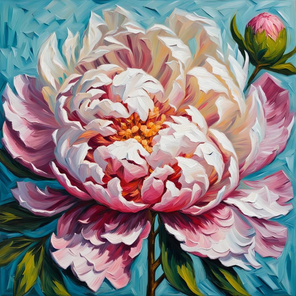 Impasto Peony - AI Generated Artwork - NightCafe Creator