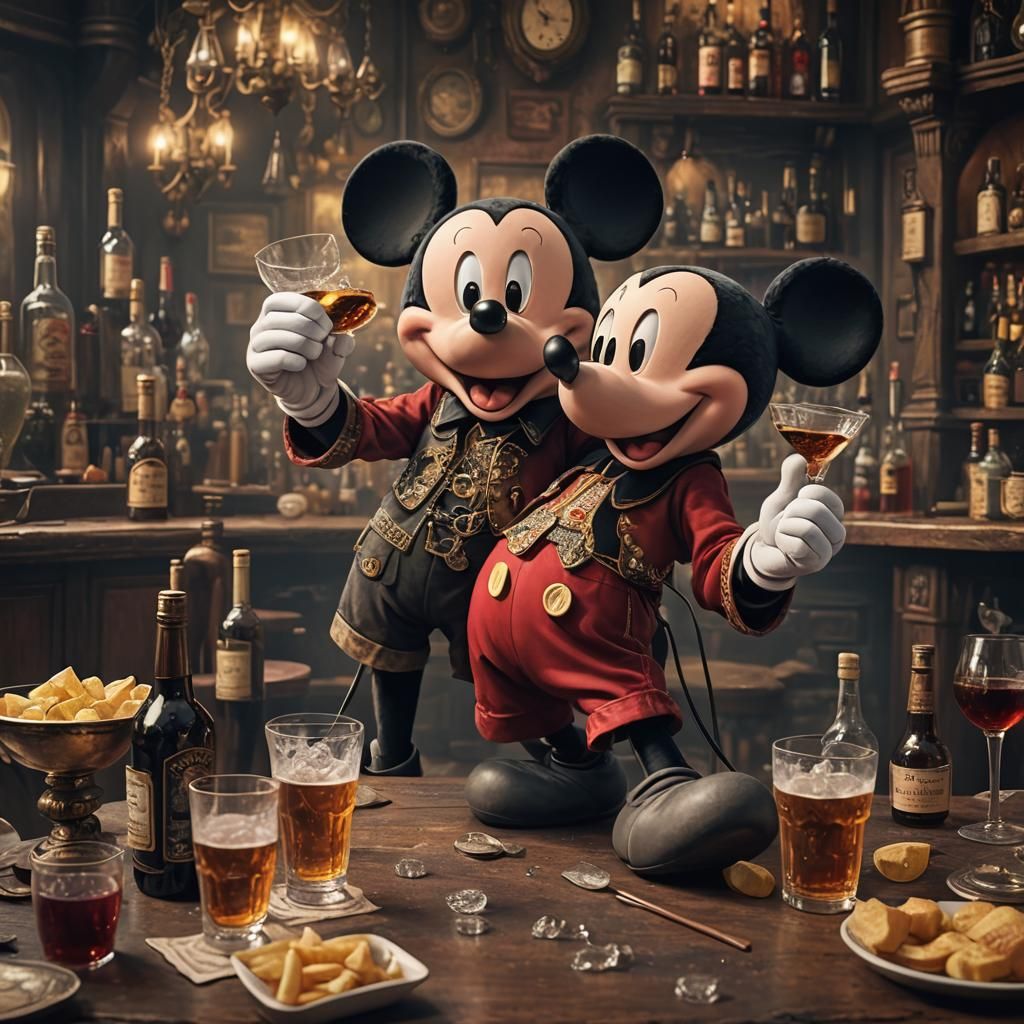 mickey mouse in a bar - AI Generated Artwork - NightCafe Creator