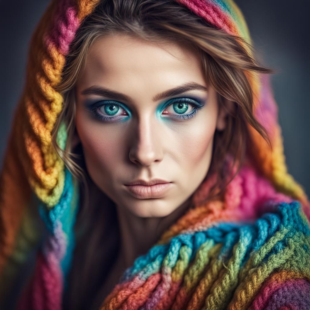 Supermodel with colourful detailed eyes - AI Generated Artwork ...