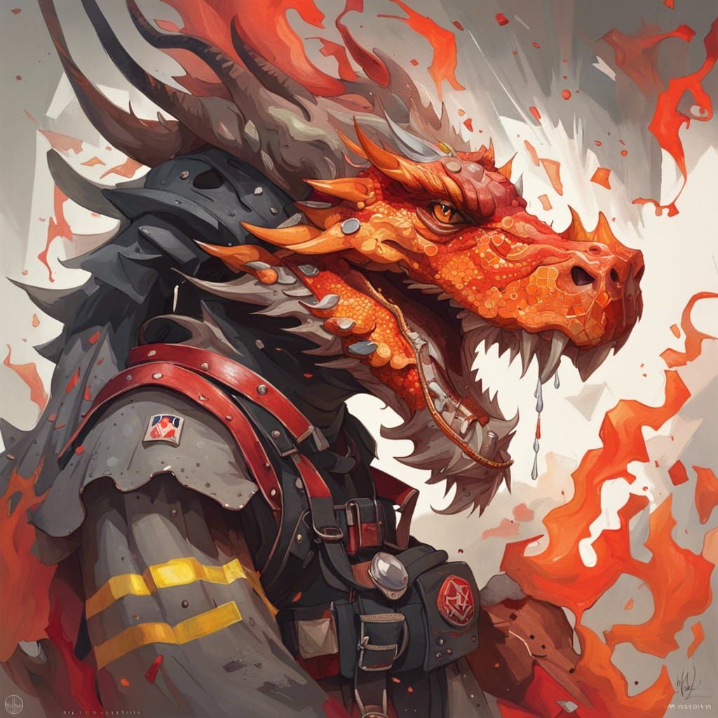 Dragon Firefighter - AI Generated Artwork - NightCafe Creator