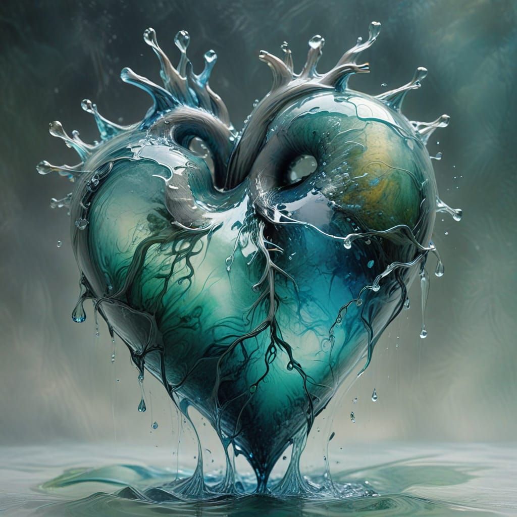 THE Heart - MADE With Water - with vibrant colors of Blue Green and ...