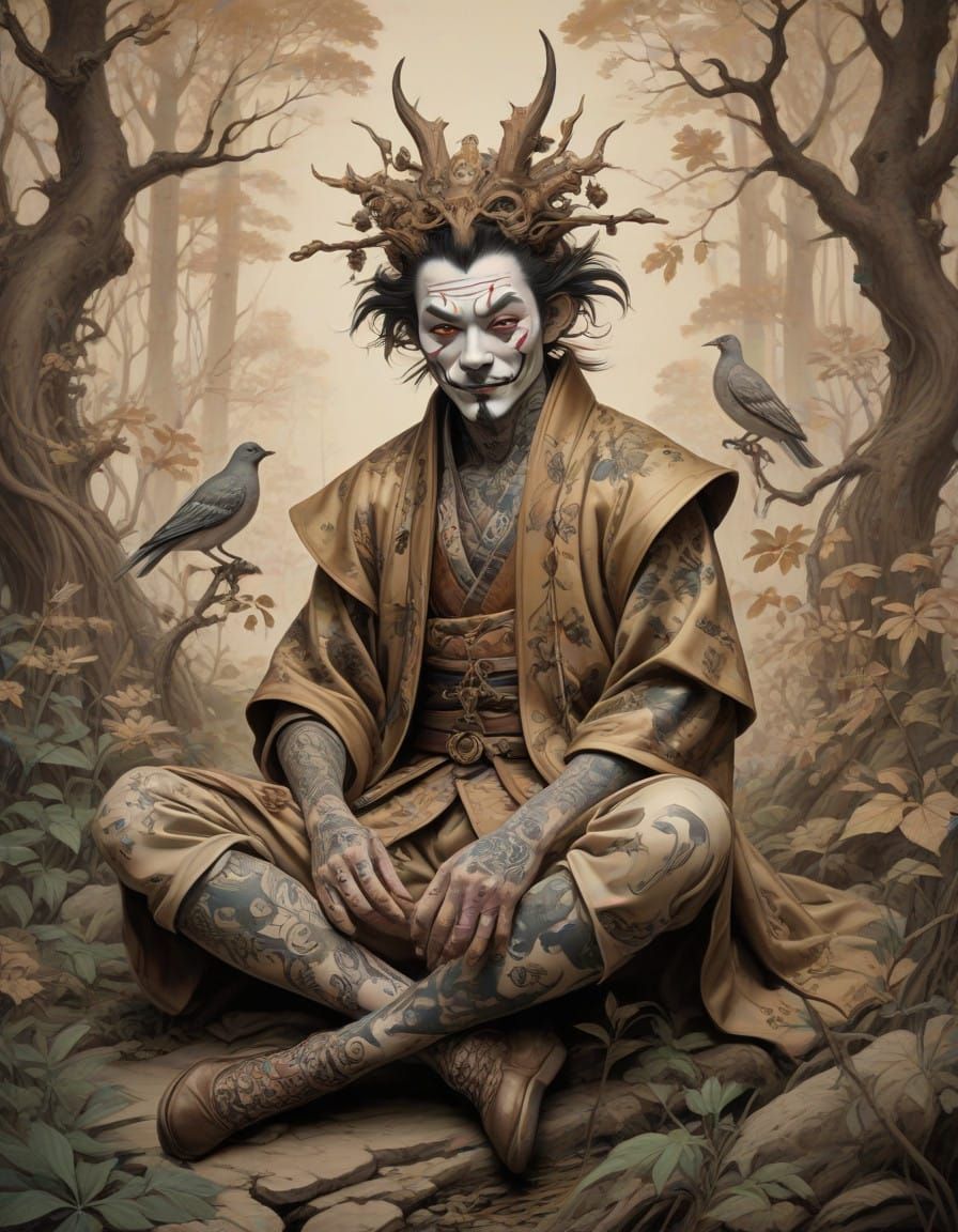 Down time jester - Whimsical Jester in Japanese-Inspired For...