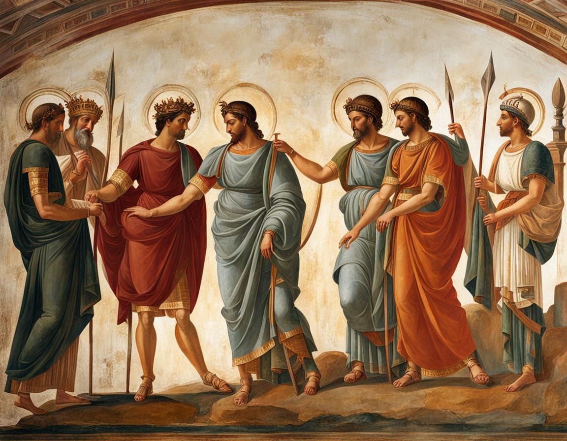 Alexamenos files a complaint with HR. Second century Roman fresco - AI ...