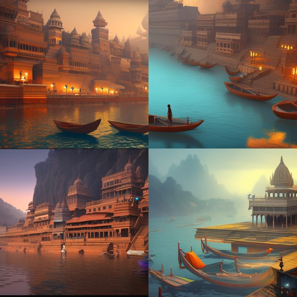 In Varanasi sitting on Ghat - AI Generated Artwork - NightCafe Creator