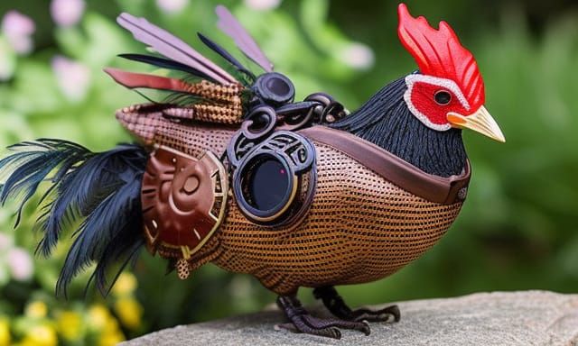 a ruster chicken all dress in steampunk warrior - AI Generated Artwork ...