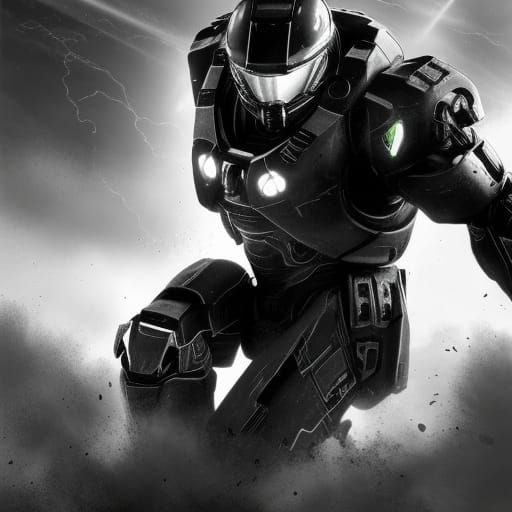 black and white master chief - AI Generated Artwork - NightCafe Creator