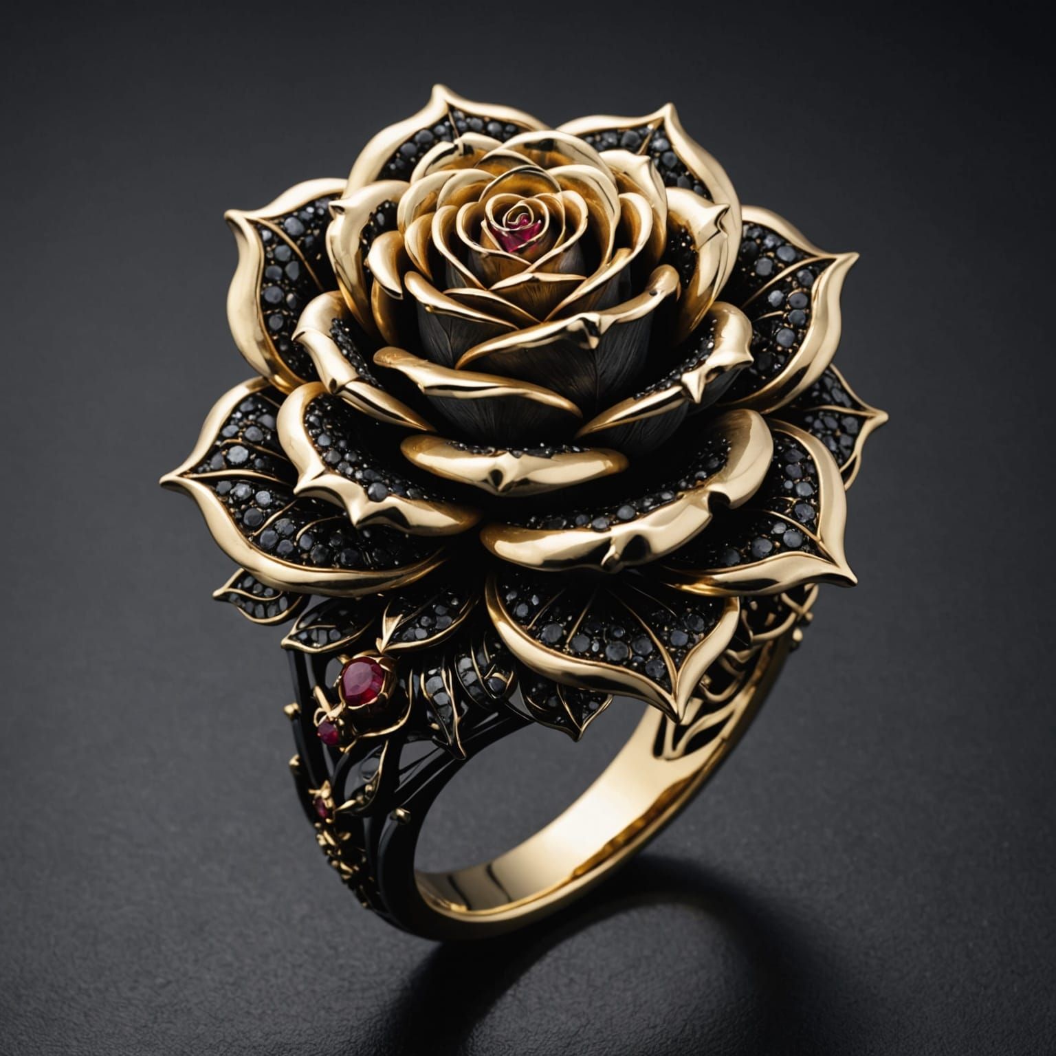 A gothic jewelry set featuring a 3D raised gothic rose design, crafted ...