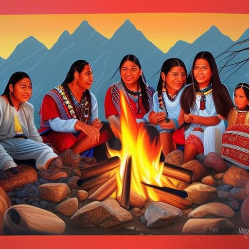 Native American Campfire 3 - AI Generated Artwork - NightCafe Creator