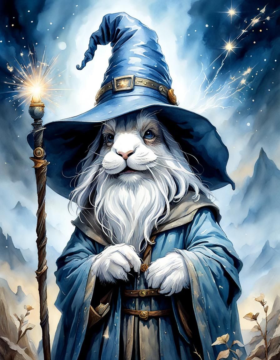 Gandalf the white rabbit wizard - AI Generated Artwork - NightCafe Creator