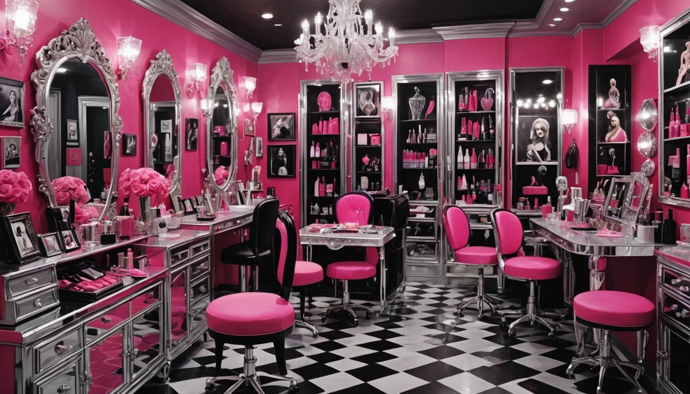glamorous dark pink black and silver modern city fashion parlor barbie ...