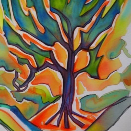 tree, linework, watercolor, realism - AI Generated Artwork - NightCafe ...