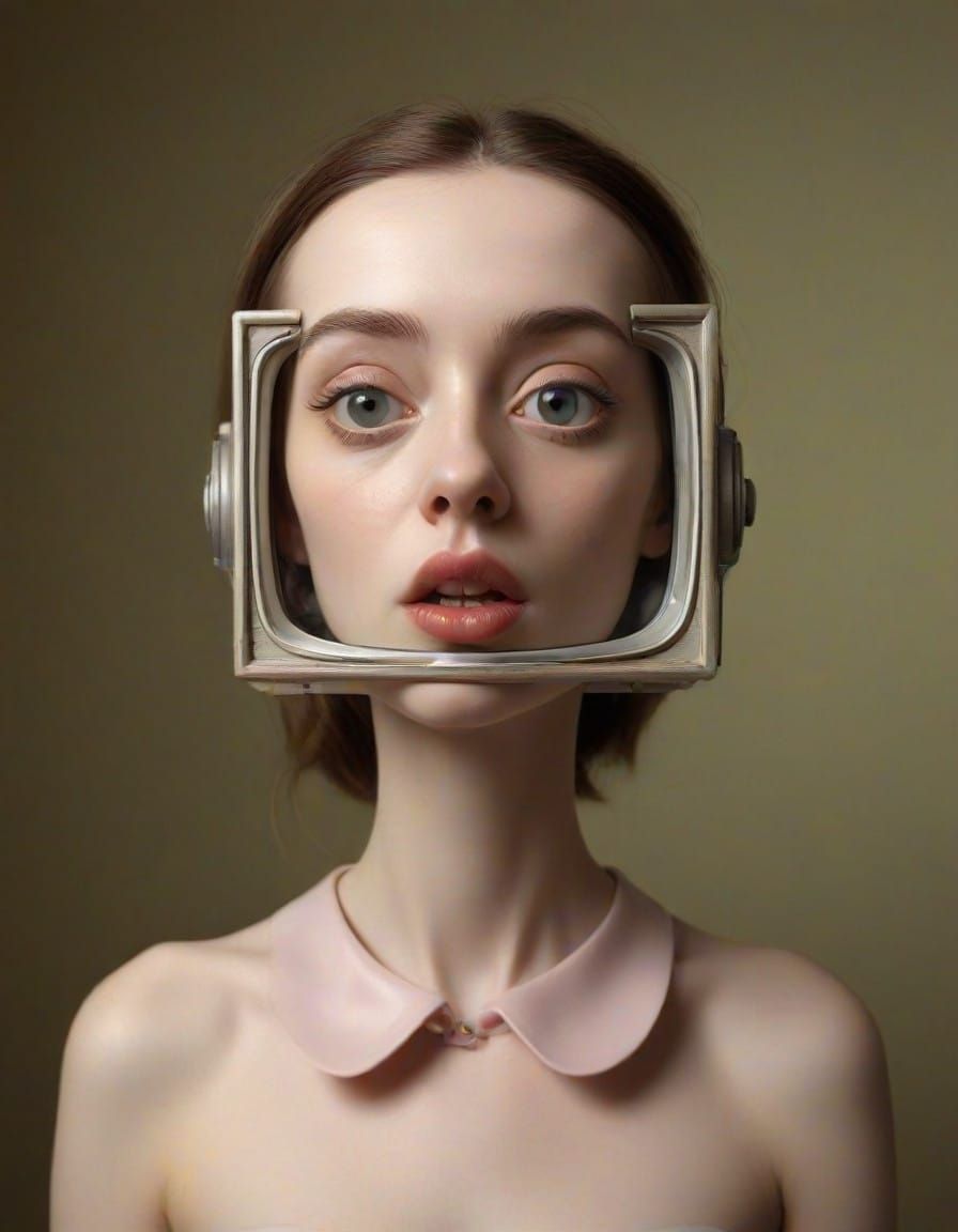 Surreal Melting Television Inside a Mouth - AI Art