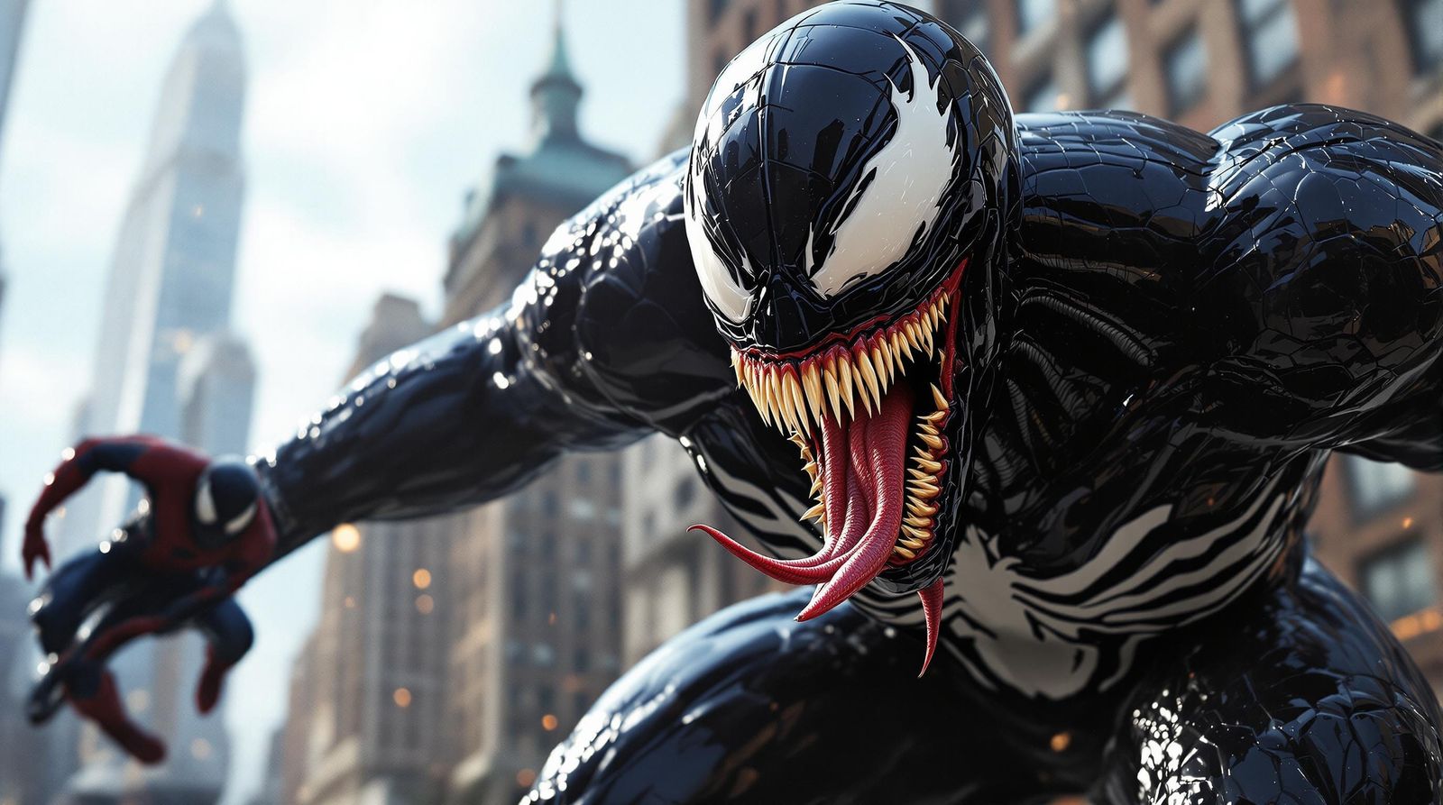 Glowing Venom Symbiote in Epic Battle Pose, Set Ag... - AI Art