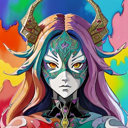 Hyper detailed anime art of a graceful dragon inspired Venetian mask in ...