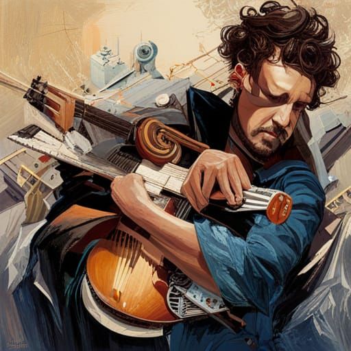 Heart of music in the style of Collage Art ,Rob Gonsalves, Caravaggio ...