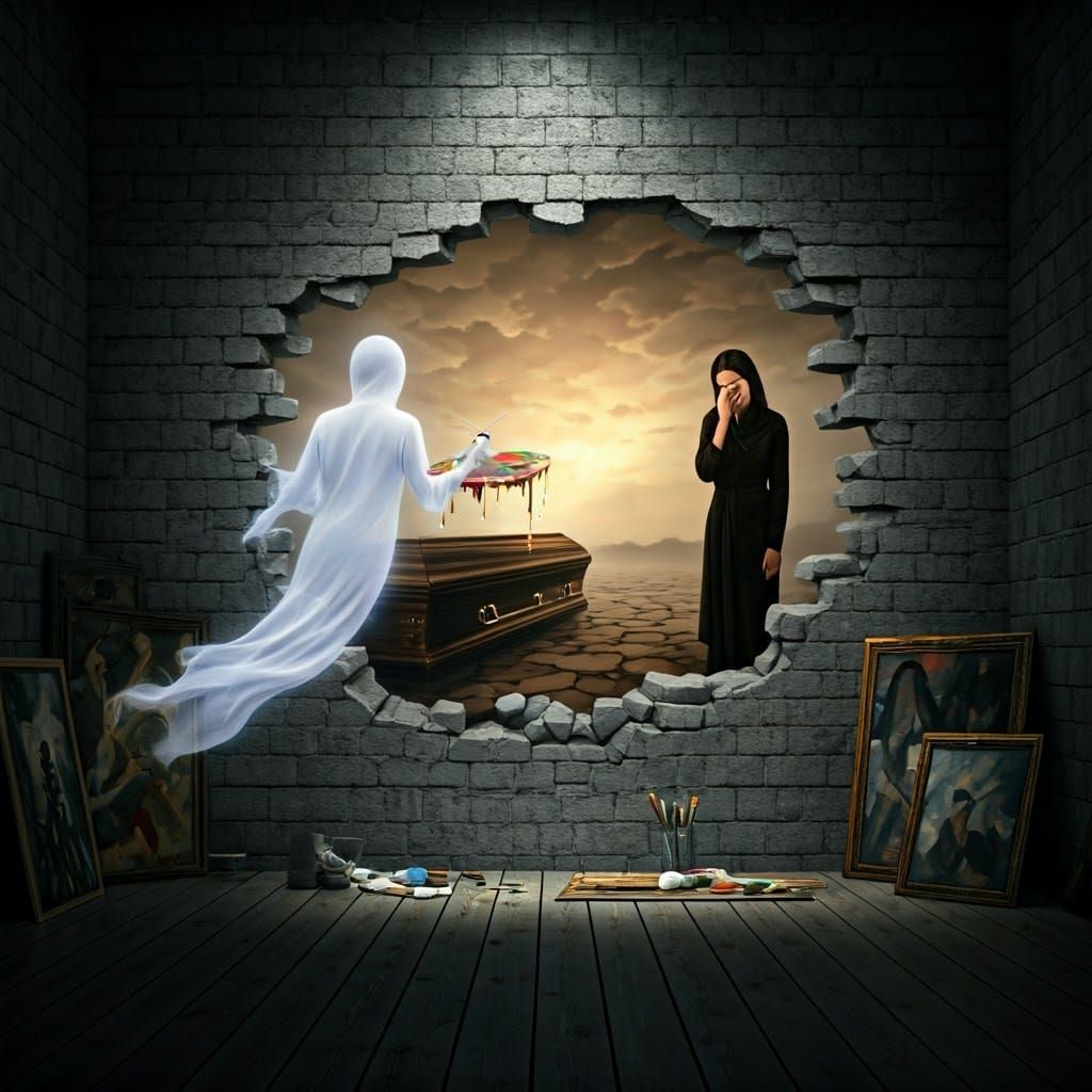 Ethereal Spirit Artist Creates Tomb Scene in Castl... - AI Art