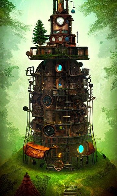 Steampunk Wizard Tower - AI Generated Artwork - NightCafe Creator