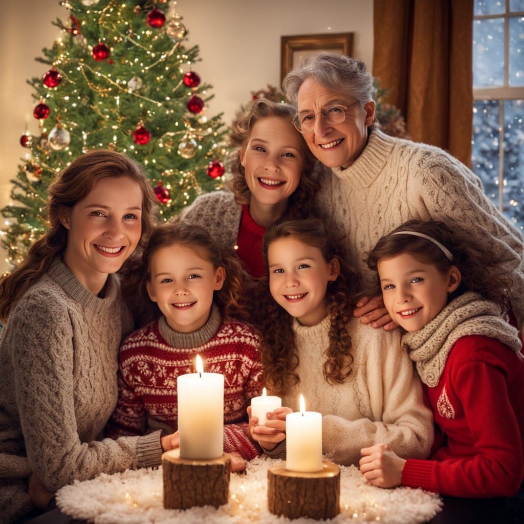 Cozy Christmas Family Gathering in Warm, Inviting ... - AI Art