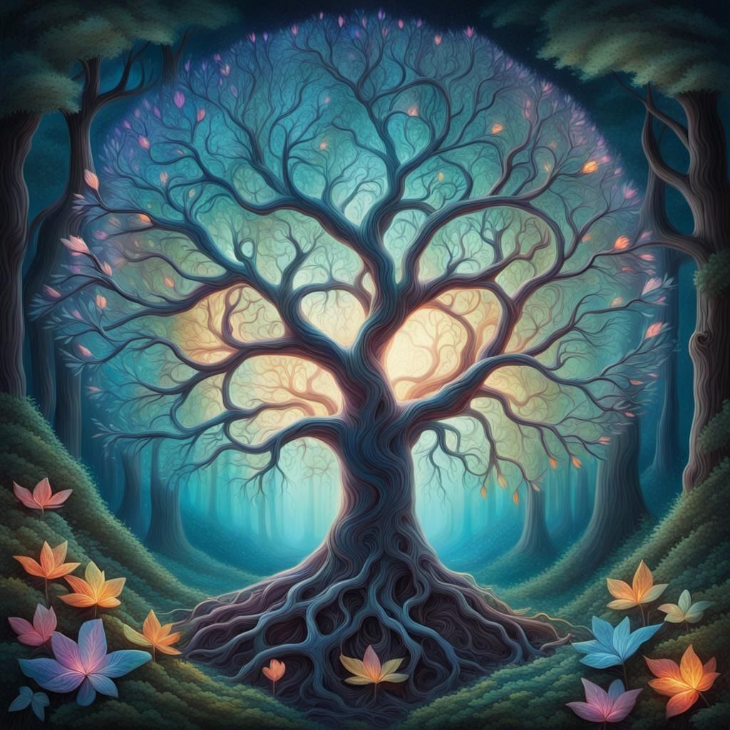 Bioluminescent Tree of Life - AI Generated Artwork - NightCafe Creator