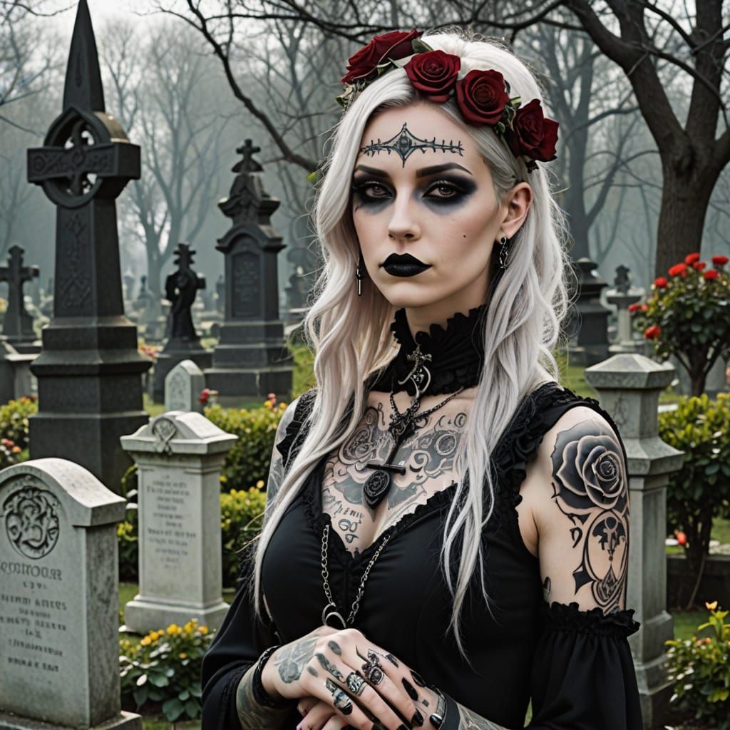 Goth Elegance in Morning Radiance - AI Art