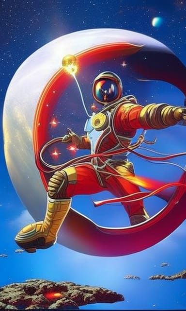 Post apocalyptic astronaut in a gold ball - AI Generated Artwork ...