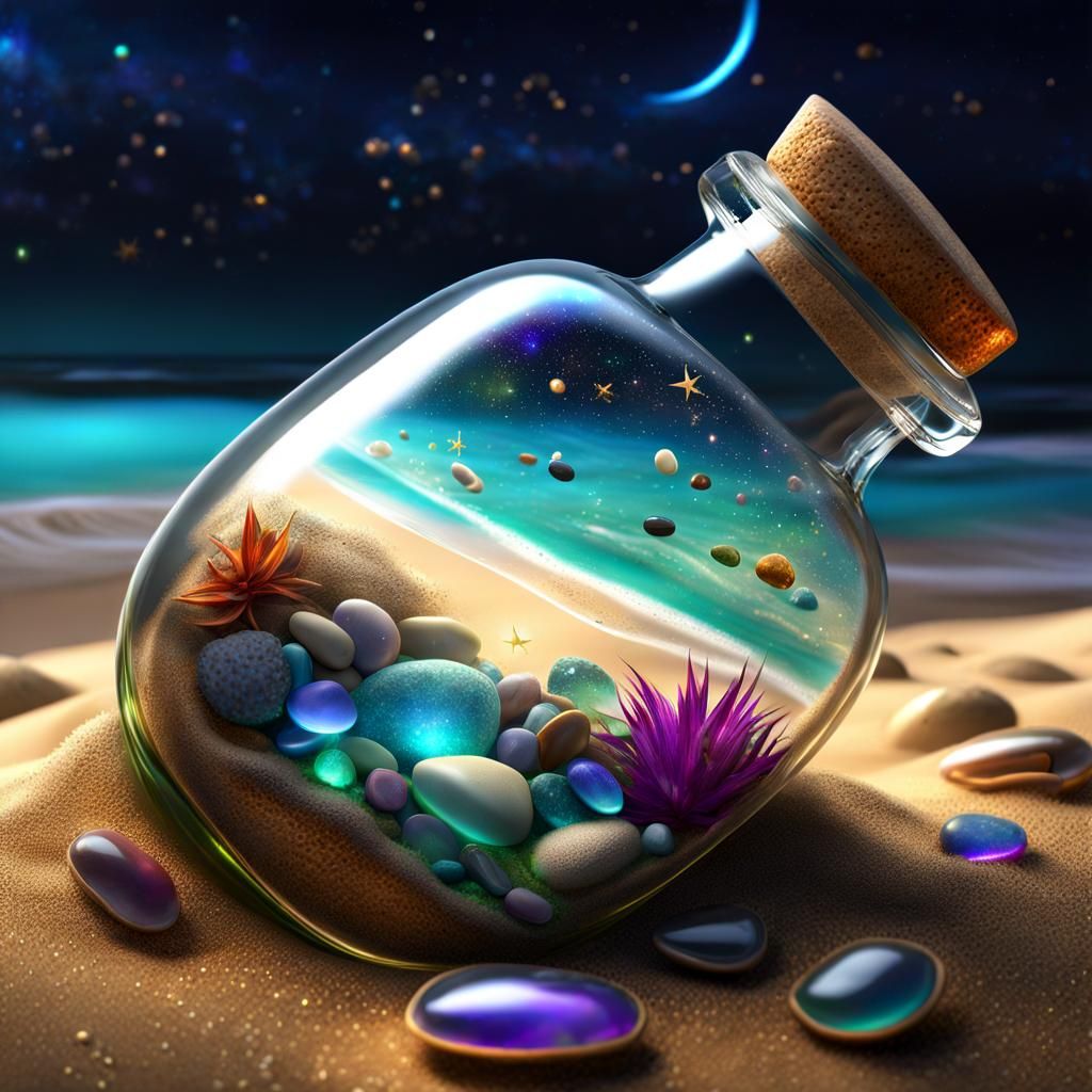 Bottled jewels - AI Generated Artwork - NightCafe Creator