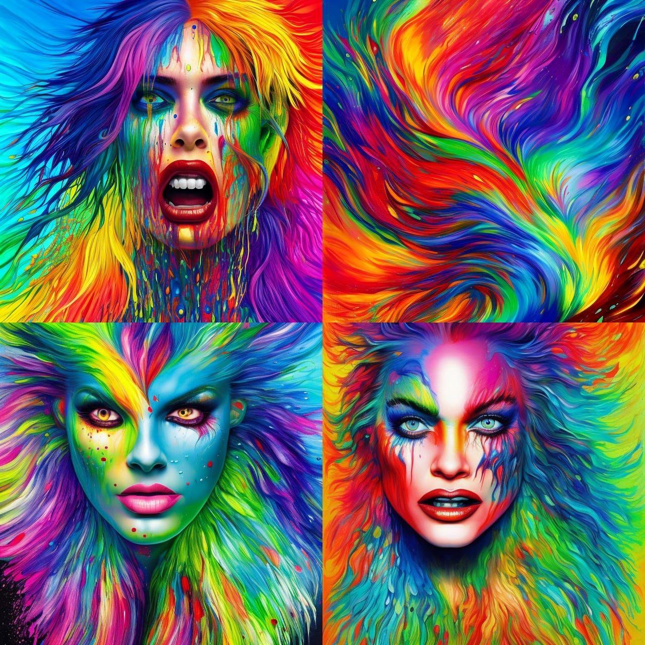 Splash Art, A Liquid Portrait Of A psychopath women Face Made Of ...