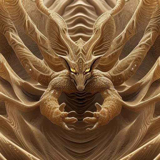 Sand creature dissolving into a swirl of transparent sand, fantasy ...