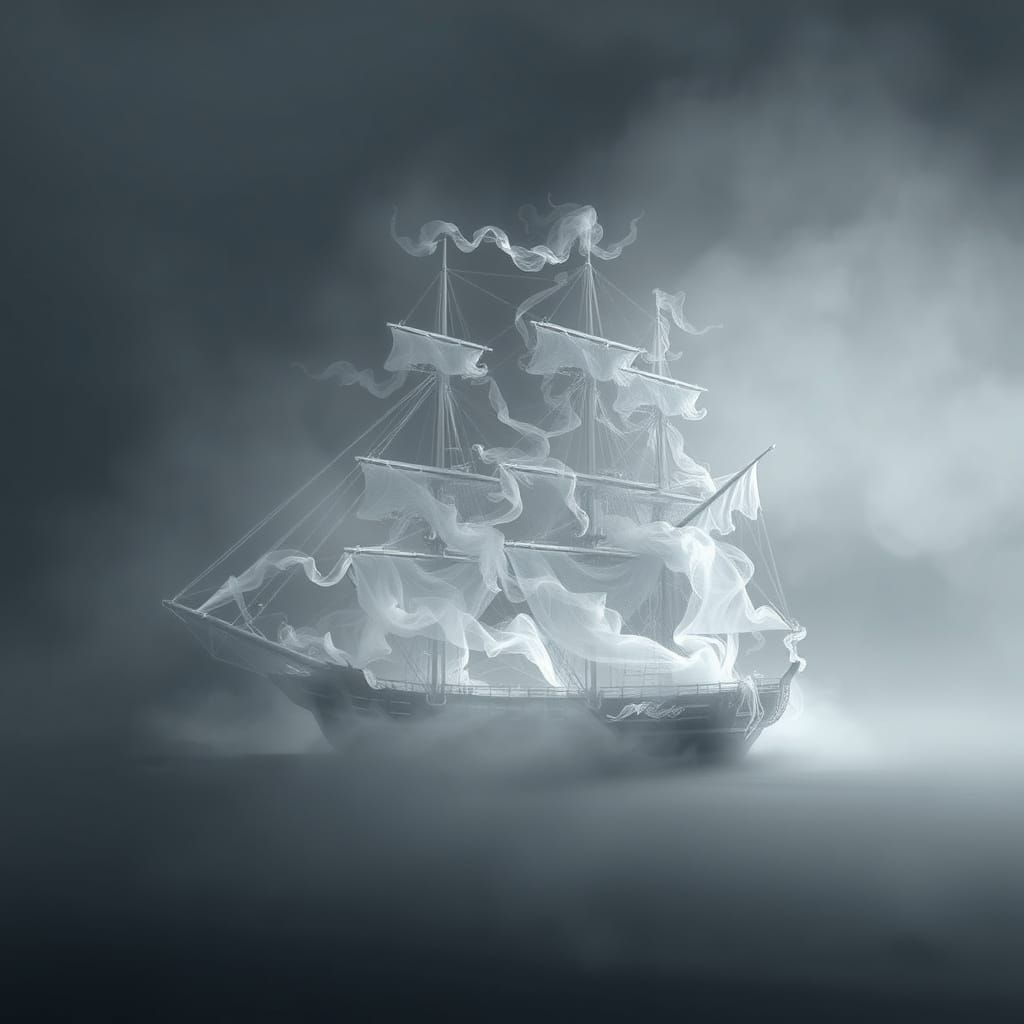 Imagine a phantom-like ghost ship of queen anne’s revenge made entirely ...