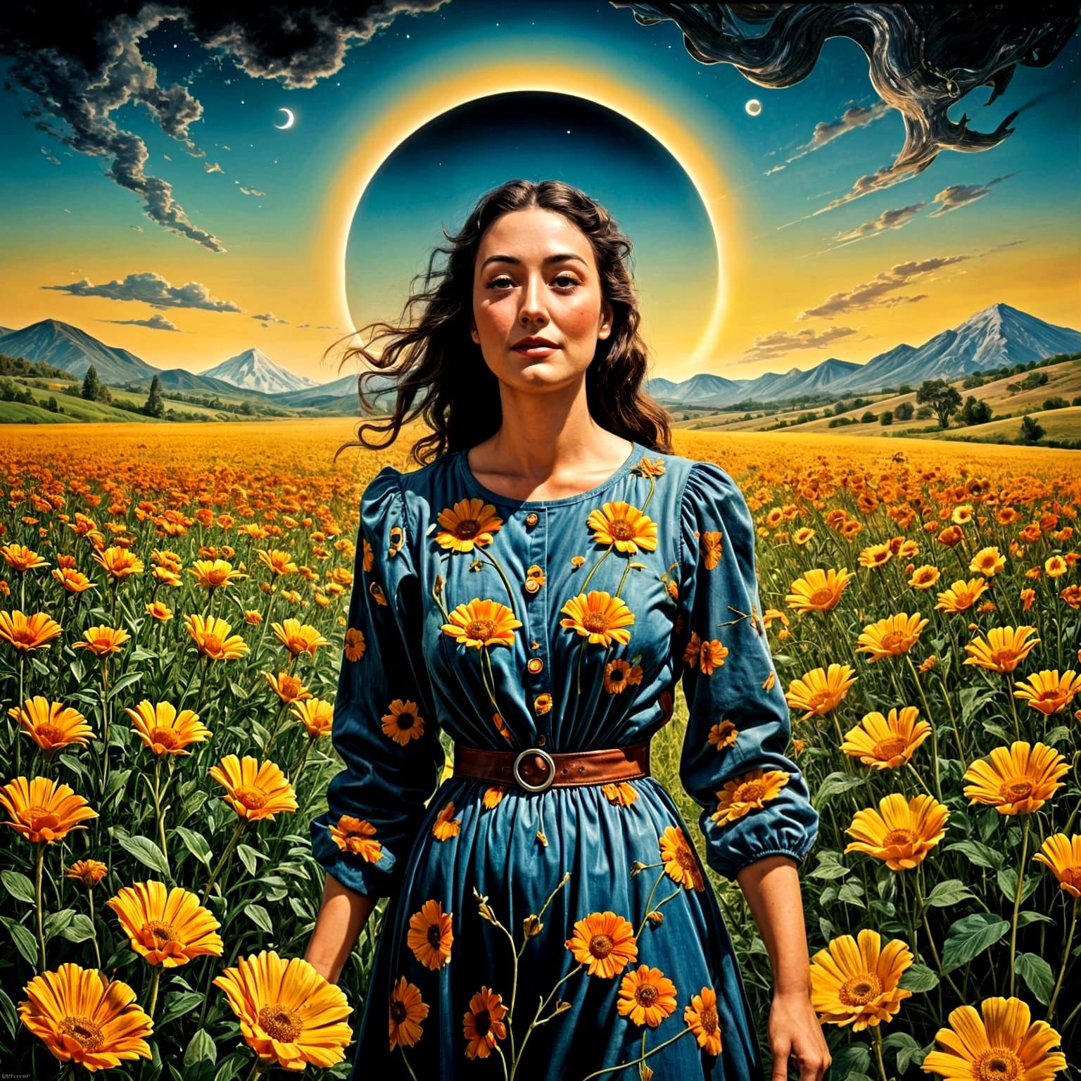 eclipse de primavera Pin-Up - Vibrant Spring Goddess in Pin...