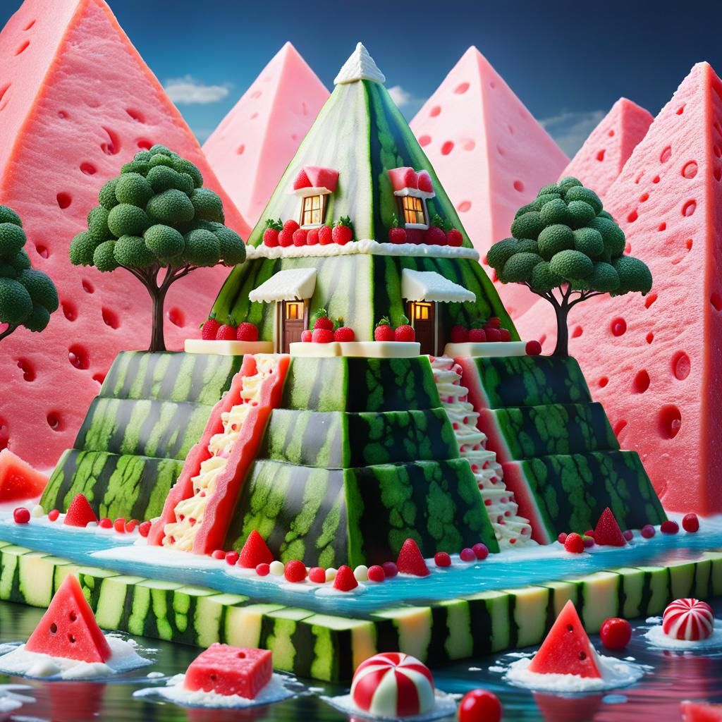 Fantasy Feast: Melon House, Cheese Pyramid, Creamy River, Candy Tree ...