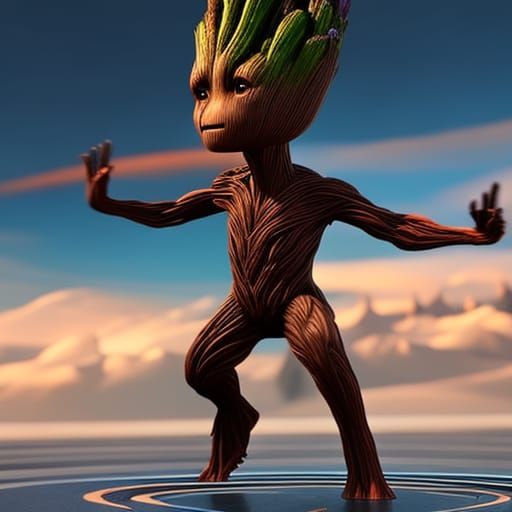 Baby Groot Dancing on Saturn and Quasars - AI Generated Artwork ...