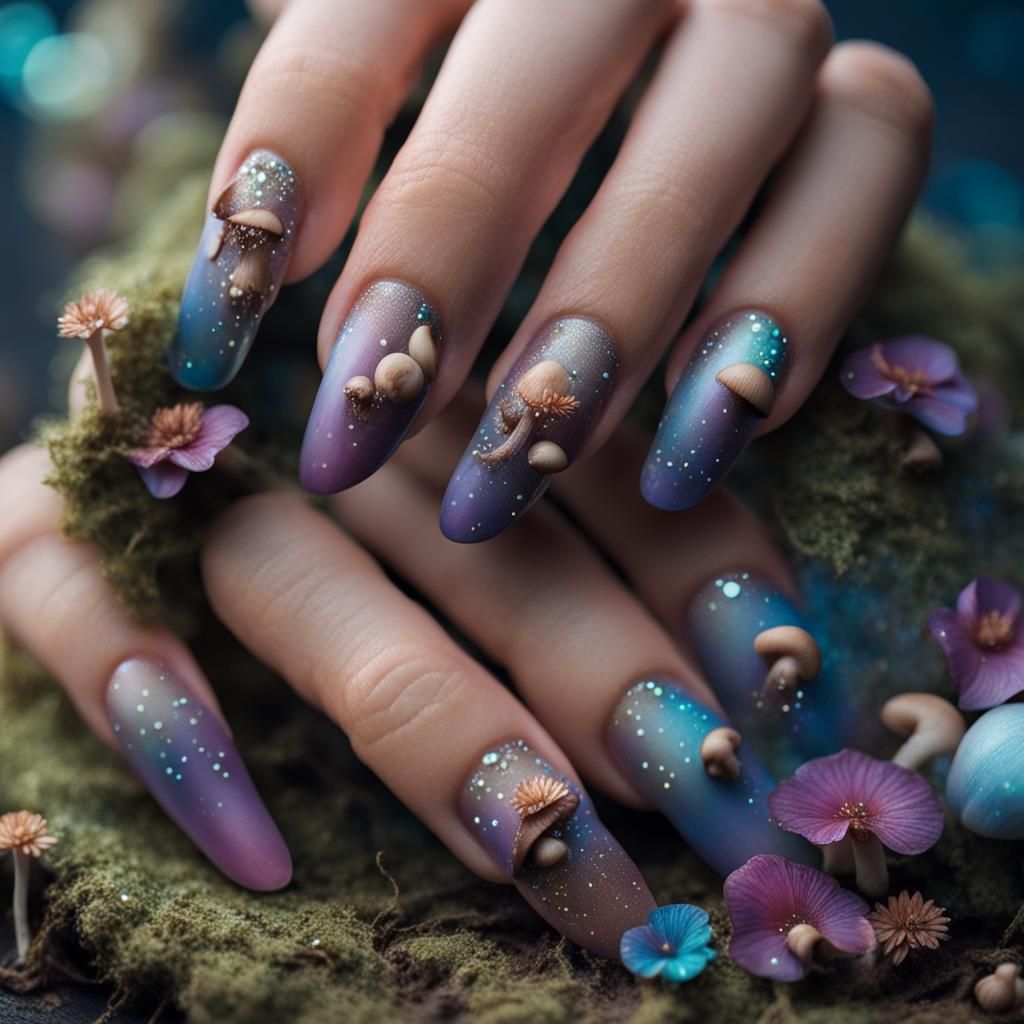 Magical Fairy Mushroom Nails - AI Generated Artwork - NightCafe Creator