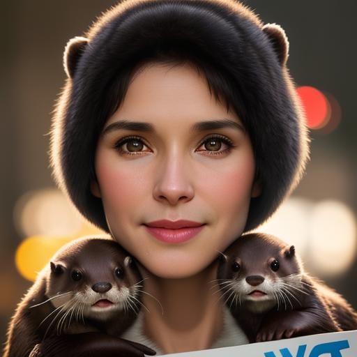 woman with otters - AI Generated Artwork - NightCafe Creator