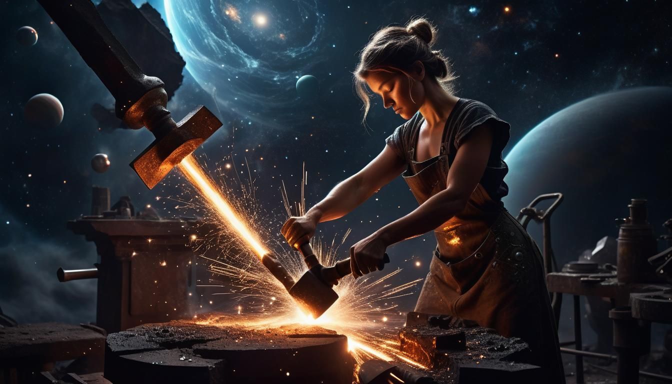 Cosmic Forge: Artisan of the Astral Anvil - AI Generated Artwork - NightCafe Creator