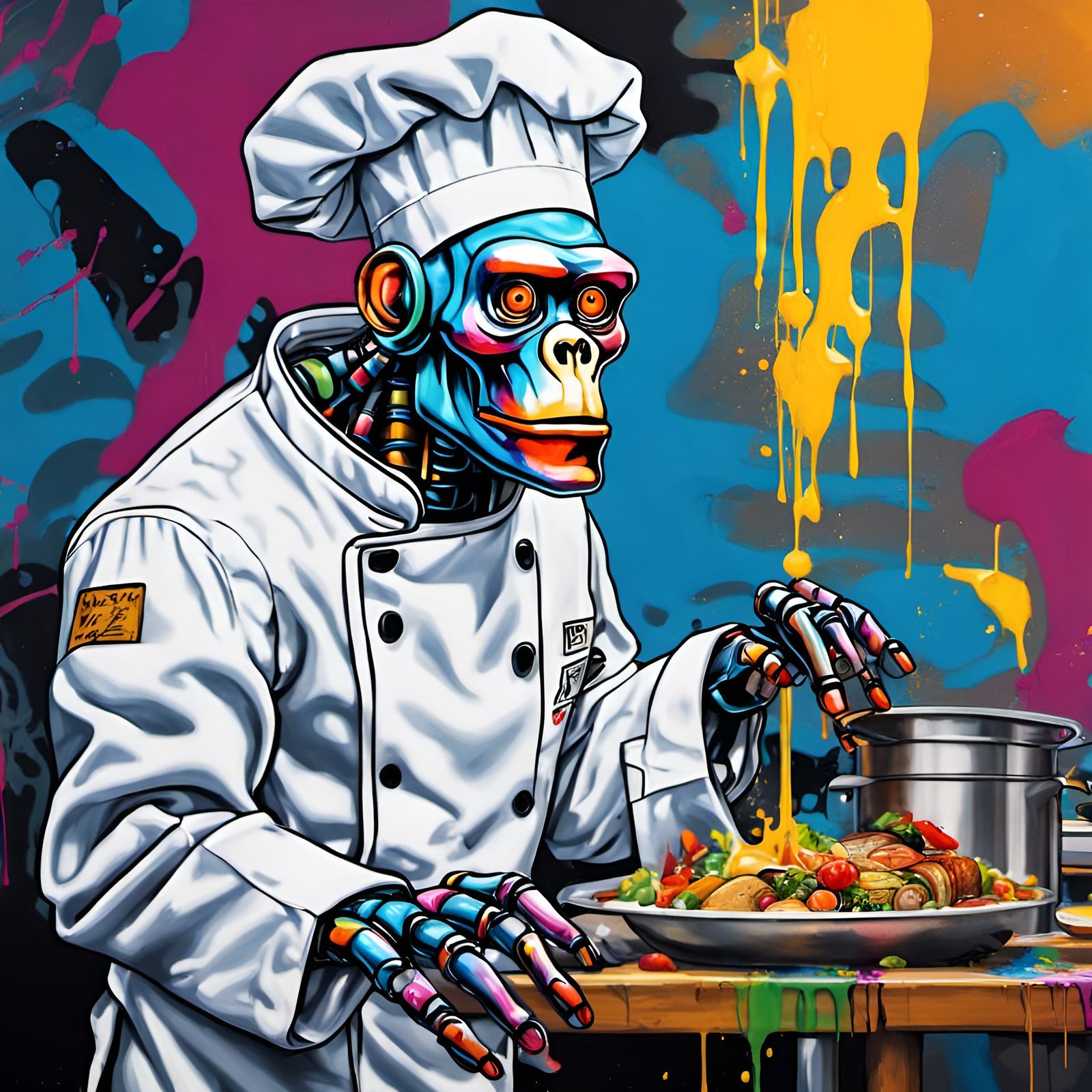 Robo monkey chef - AI Generated Artwork - NightCafe Creator