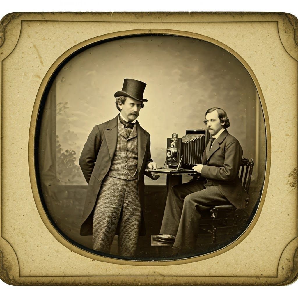 Alphonse Giroux using a Daguerreotype camera