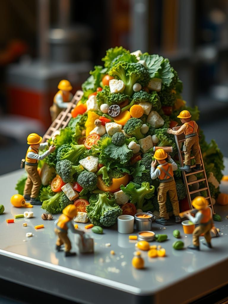 Hyper-Realistic Miniature Scene of Tiny Workers Cr... - AI Art