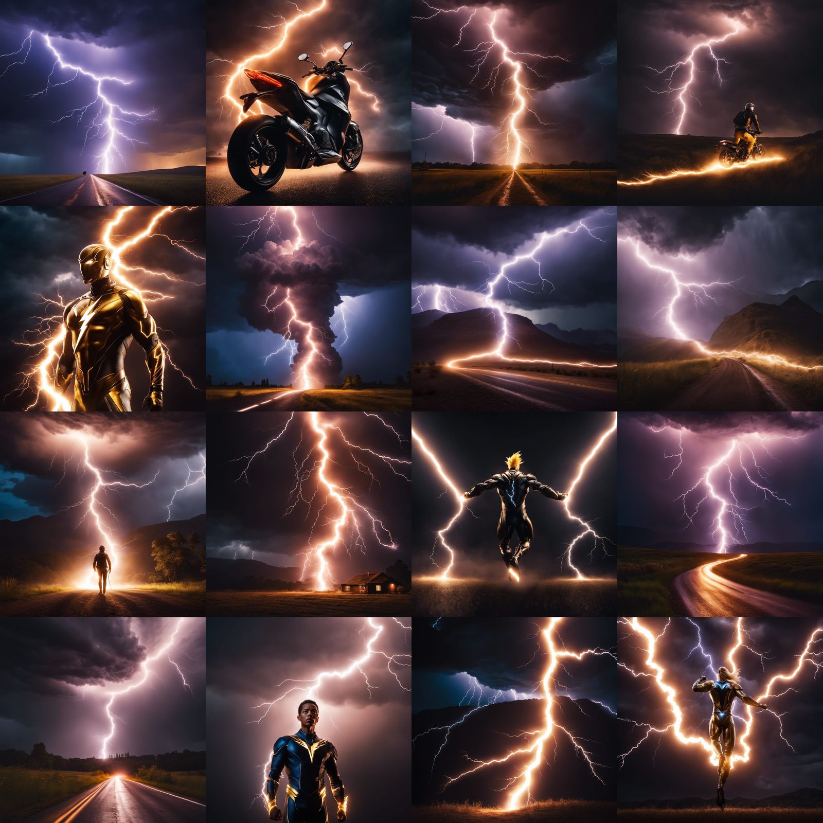 A lifeform made of lightning riding a lightning bolt; Ultrarealistic ...