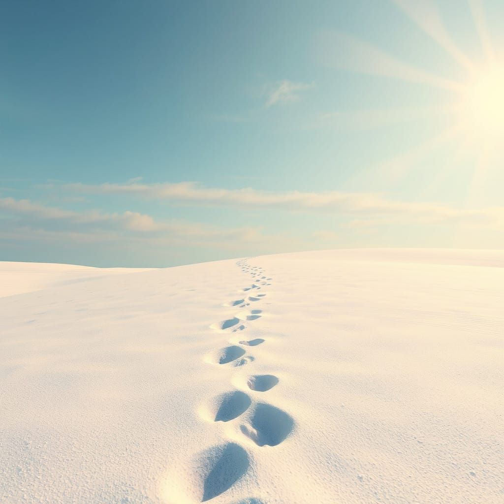 👣 Footsteps fading into sand or snow. Solar punk